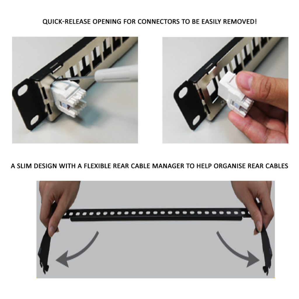 24 Port STP Unloaded Patch Panel w/Rear Cable Minder - Layer 1
