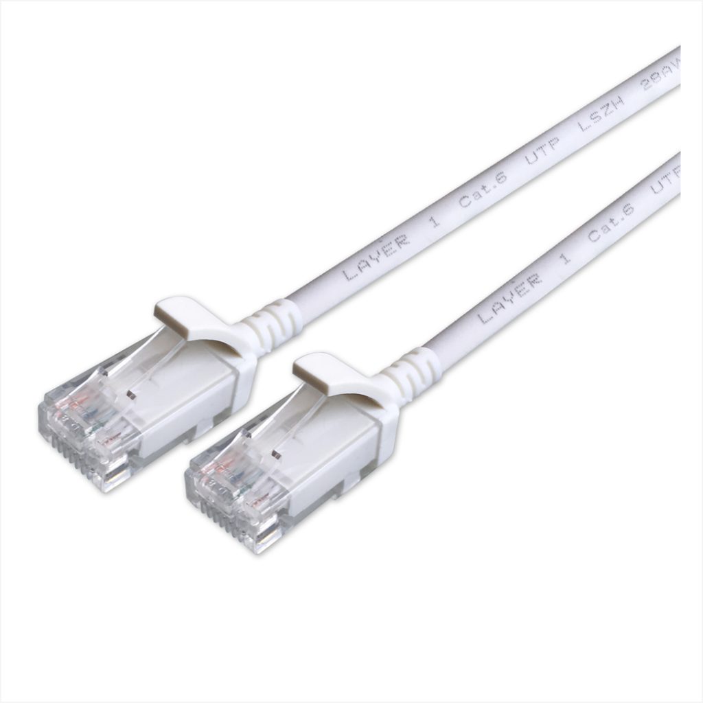 Cat 6 UTP RJ45 Ultra Thin LSZH Copper Patch Lead 3m - White - Layer 1